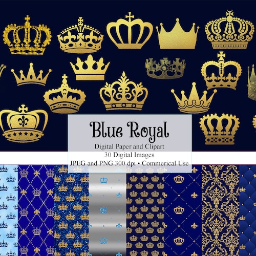 Royalty Gold Crown Clipart and Digital Paper Backgrounds and - Etsy