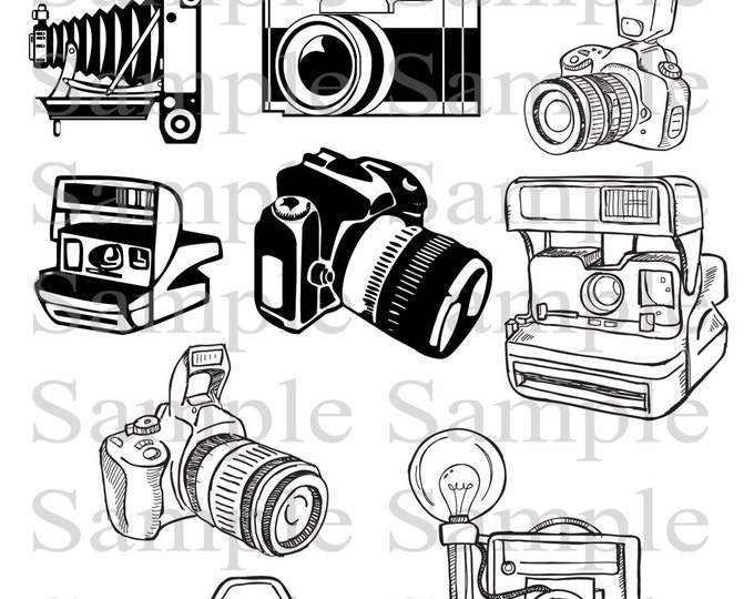 Camera Clipart Clip Art, INSTANT DOWNLOAD Photography Logo Elements ...