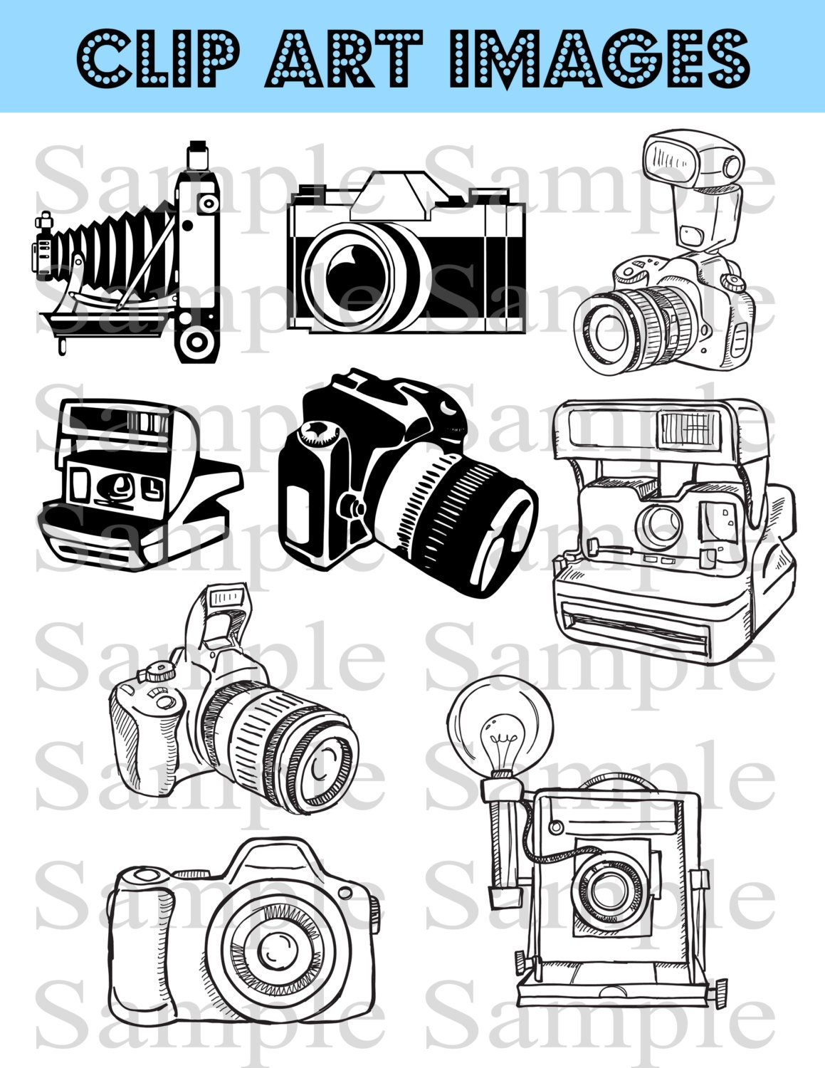Camera Clipart Clip Art INSTANT DOWNLOAD Photography Logo - Etsy México