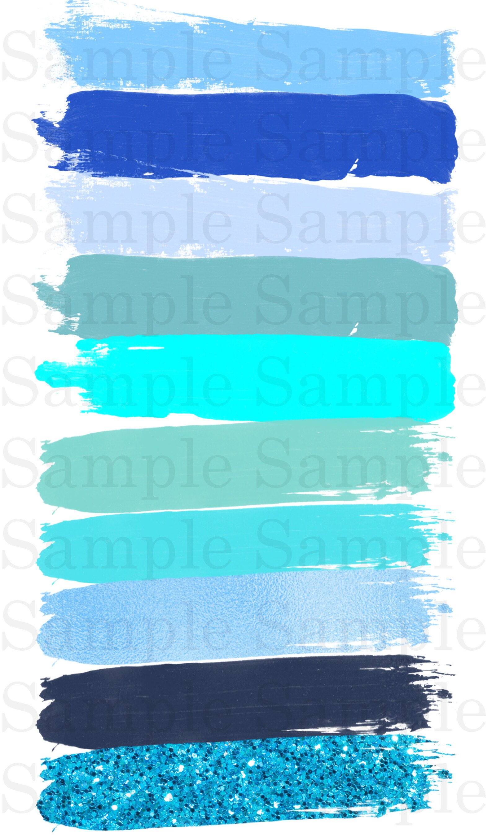 Blue Brush Strokes Clip Art Hand Painted Navy Aqua Light Blue Glitter ...