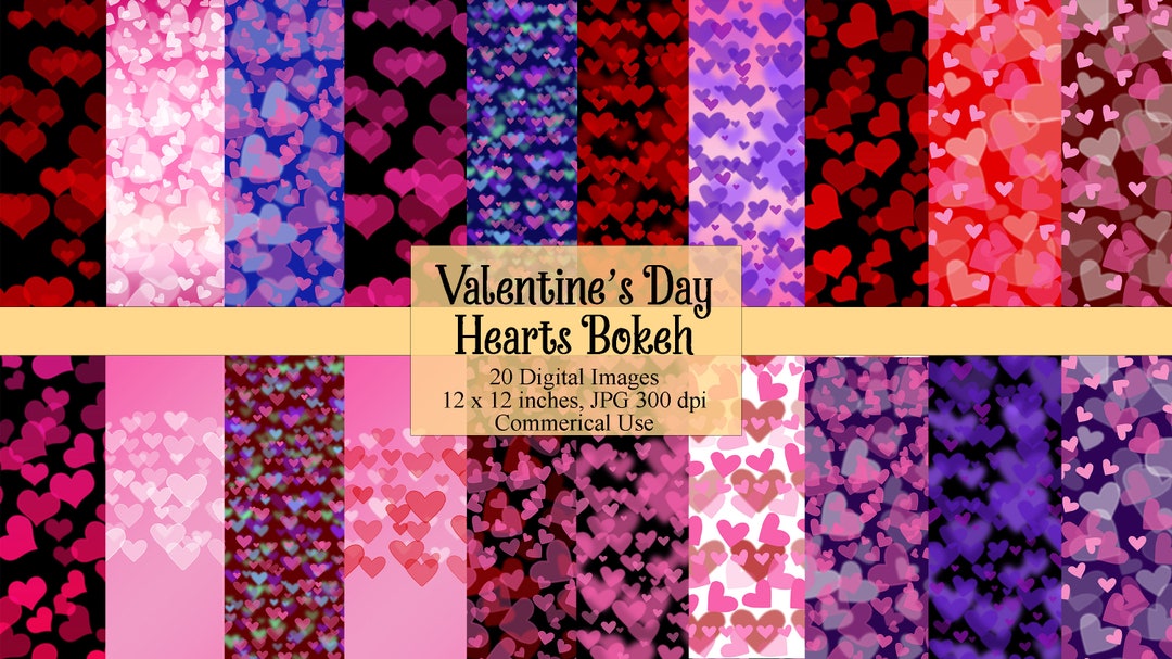 Valentine's Day Hearts Digital Paper, Digital Backgrounds for Scrapbook ...