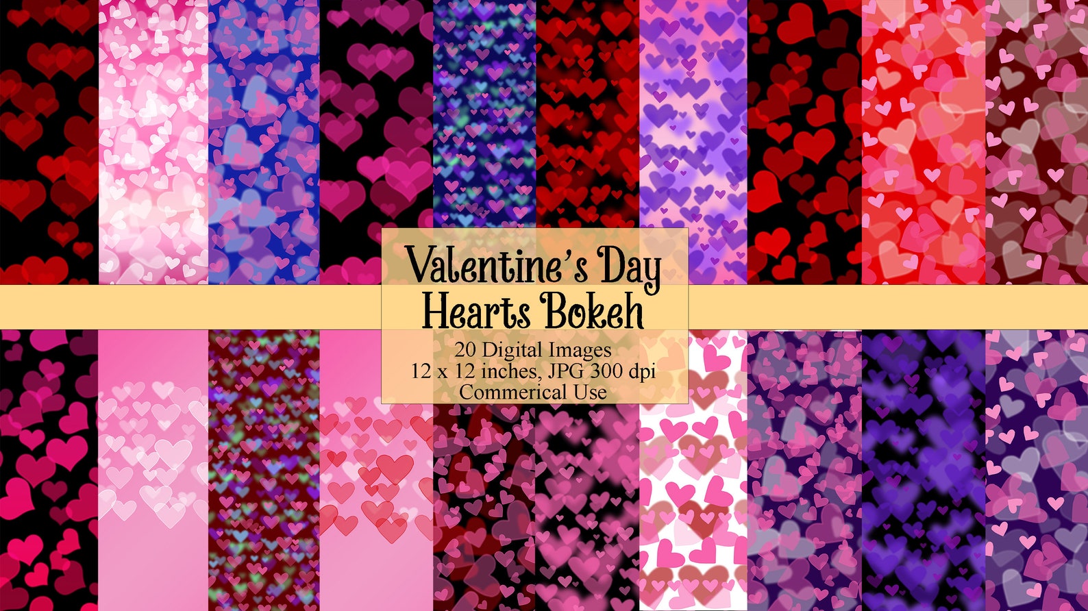 Valentine's Day Hearts Digital Paper Digital Backgrounds - Etsy