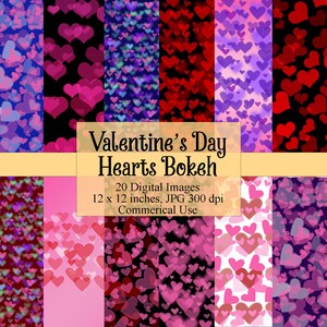 Valentine's Day Hearts Digital Paper, Digital Backgrounds for Scrapbook ...