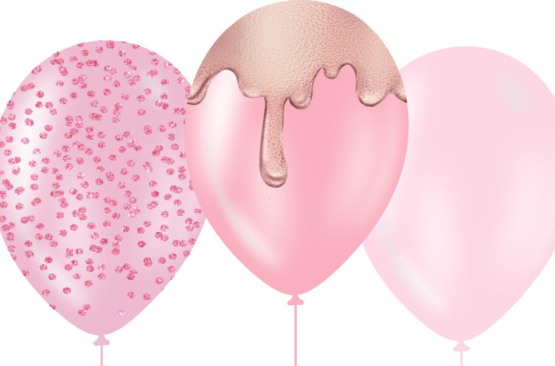 Purple and Pink Balloons Clipart Glitter Sparkle Confetti - Etsy