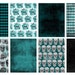 Gothic Teal Skulls, Grunge Digital Paper, Printable Backgrounds for ...