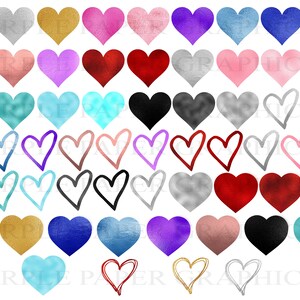 Hearts Foil Clipart, Foil Heart Clip Art, Silver, Rose Gold, Purple ...