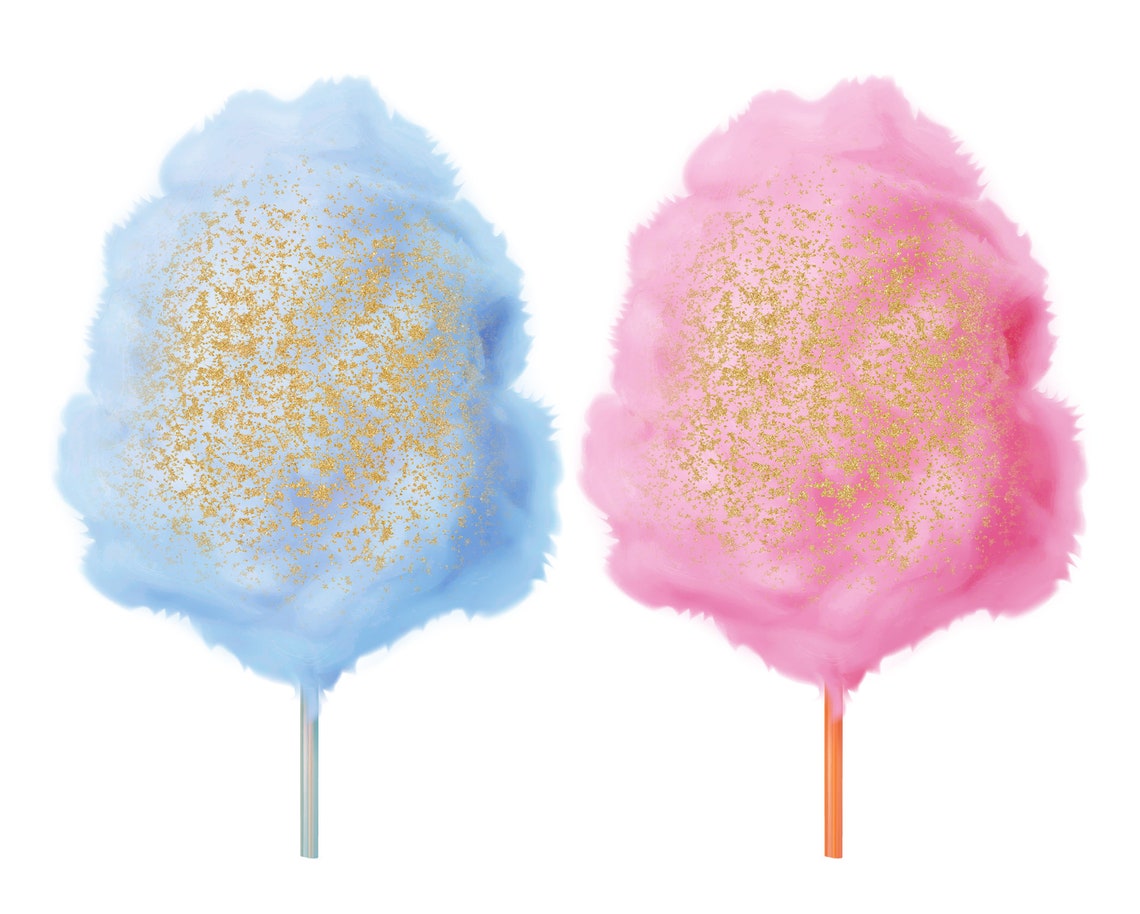 Cotton Candy Clipart Pastel Watercolor Gold Glitter Silver - Etsy