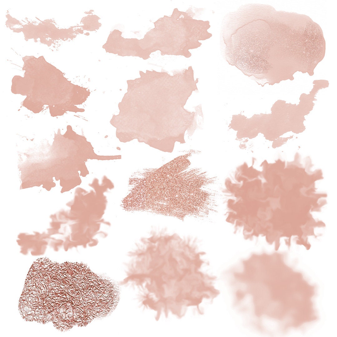 Watercolor Clipart #12, Rose Gold Watercolor Brush Clip Art, Splashes ...