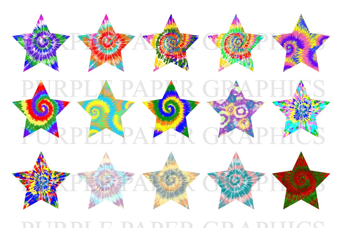Tie Dye Stars Clip Art Vintage Watercolor Star Clipart Star - Etsy
