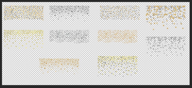 Silver and Gold Confetti Overlays Clipart Gold and Silver | Etsy