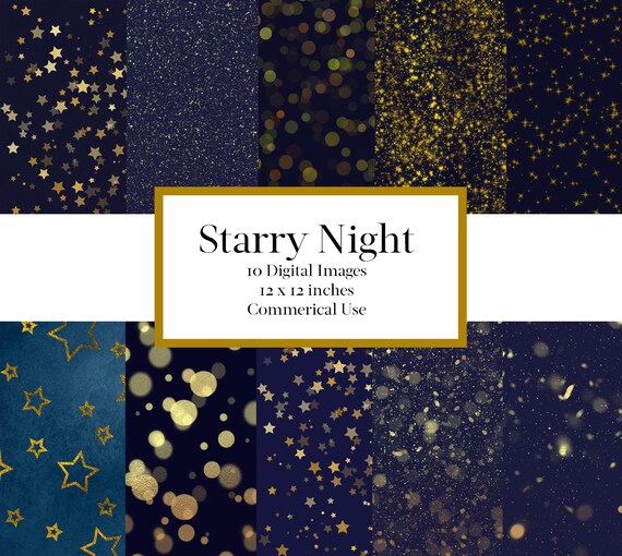 Starry Night Digital Paper Backgrounds Celestial Digital - Etsy