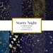 Starry Night Digital Paper Backgrounds, Celestial Digital Paper, Gold ...