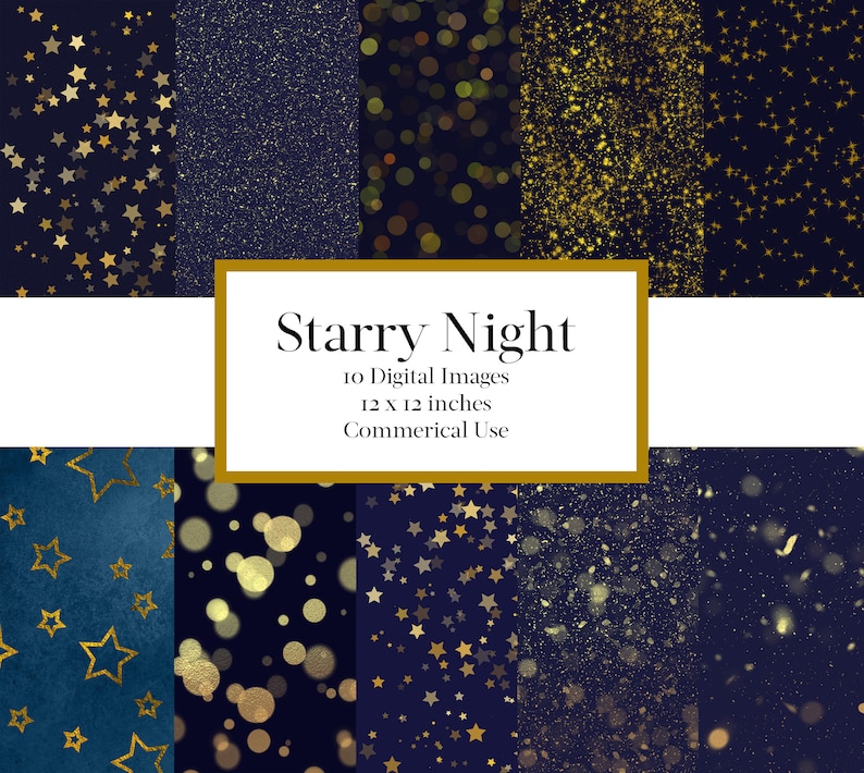 Starry Night Digital Paper Backgrounds Celestial Digital - Etsy