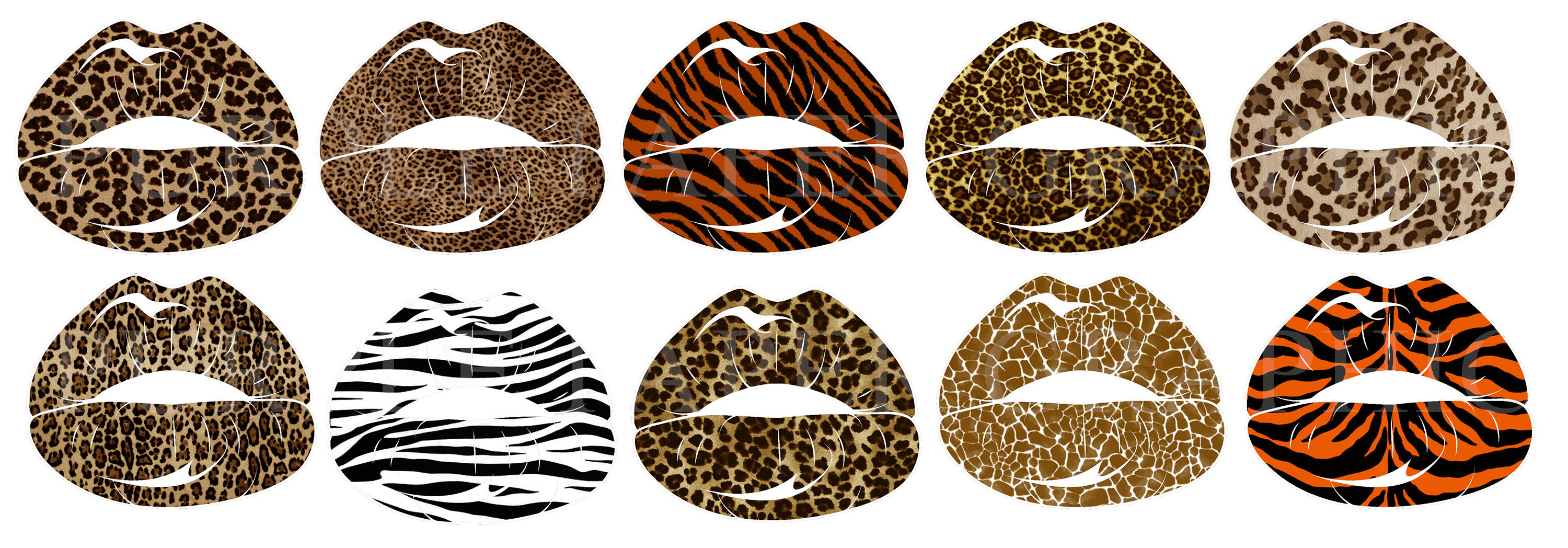 Animal Print Lips Kisses Clipart Custom Invitations Digital - Etsy