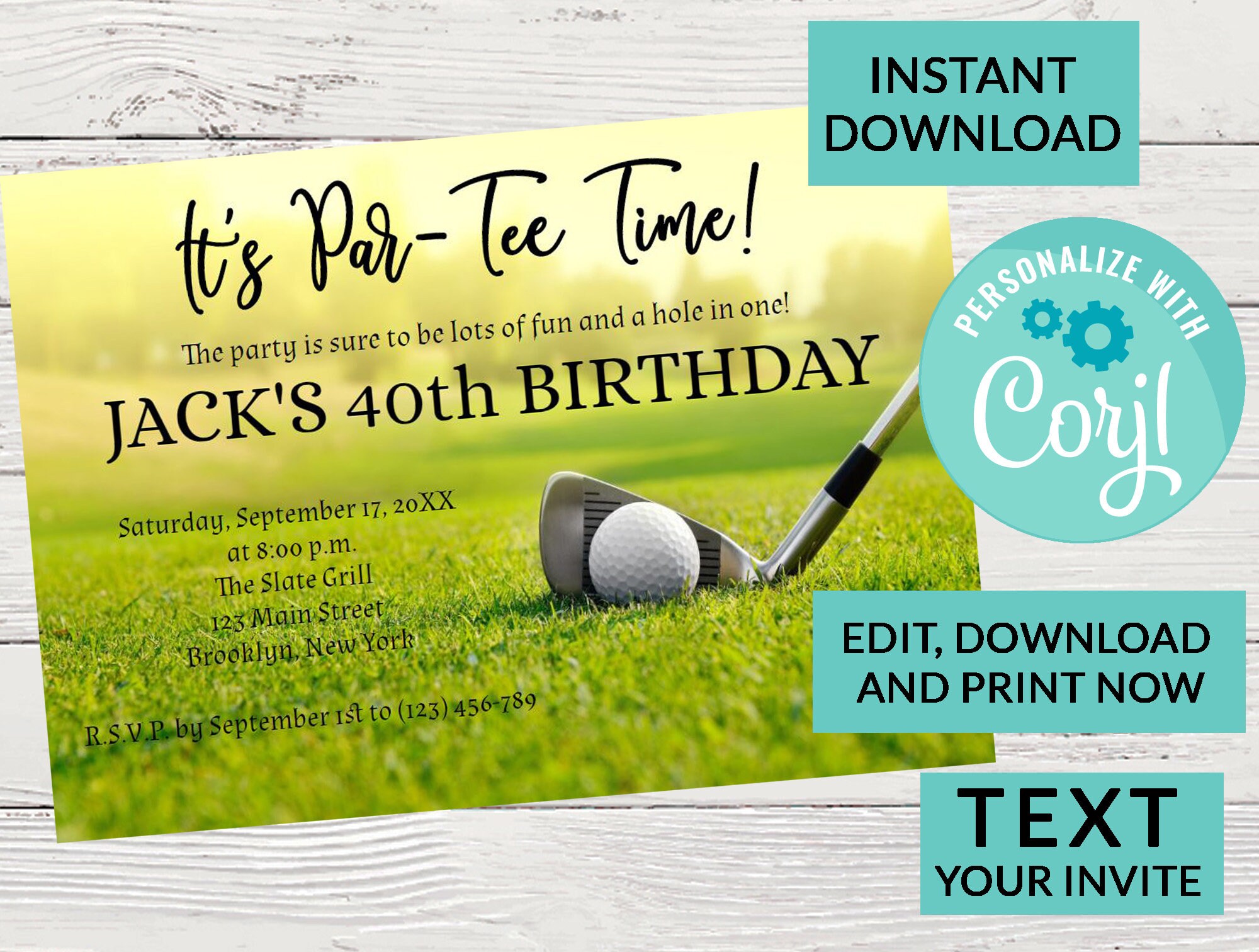 Golf Birthday Invitation Party Surprise Birthday Invite | Etsy