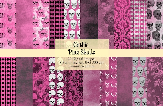 Gothic Hot Pink Magenta Skulls Grunge Gothic Skulls and - Etsy