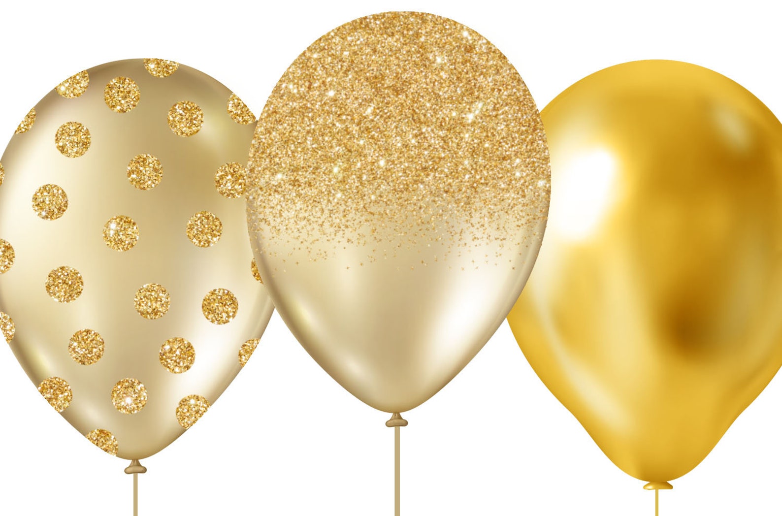 Purple and Gold Balloons Clipart, Glitter Balloon PNG Digital Overlays ...