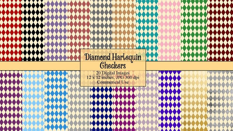 Harlequin Diamond Checkers Digital Paper Printable - Etsy