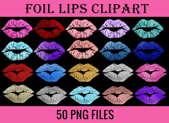 Lips Clipart Kisses Foil Lips Clip Art Custom Rose Gold | Etsy
