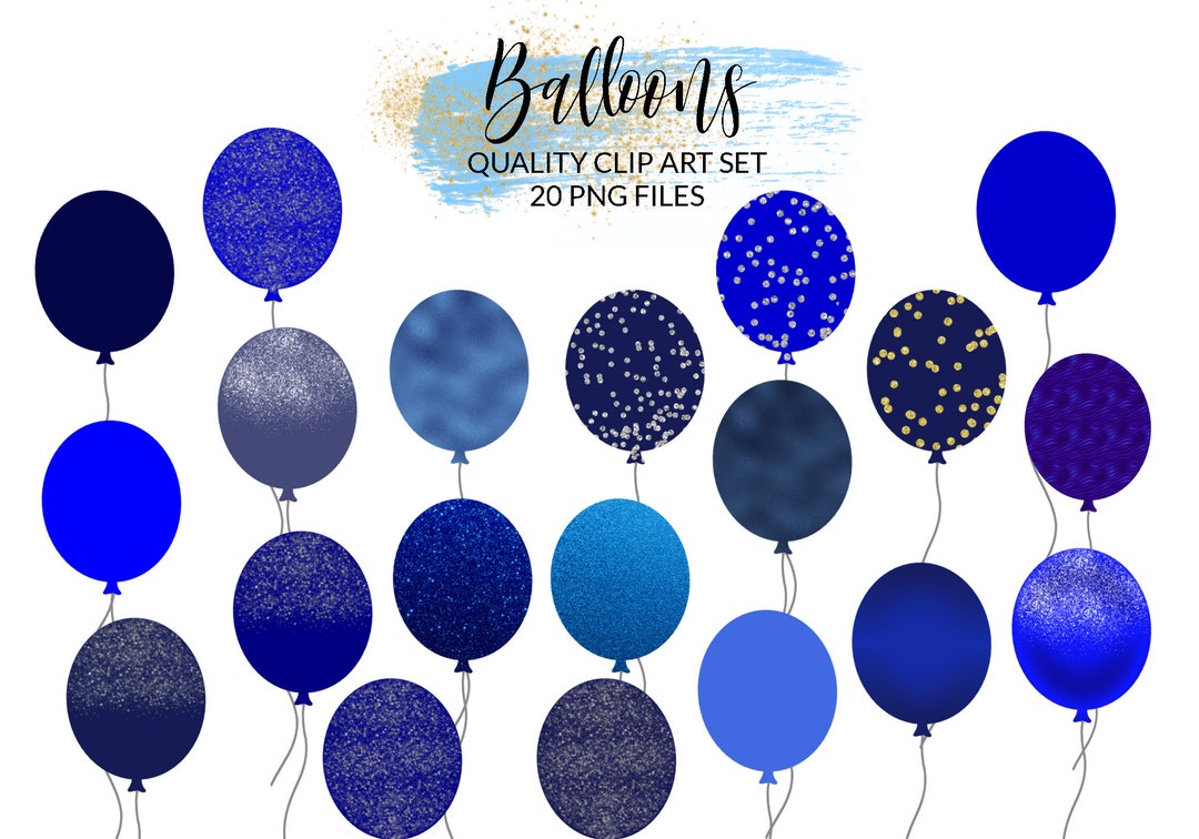 Blue Balloons Clipart #3, Glitter Balloons Clip Art, Foil Balloon PNG ...