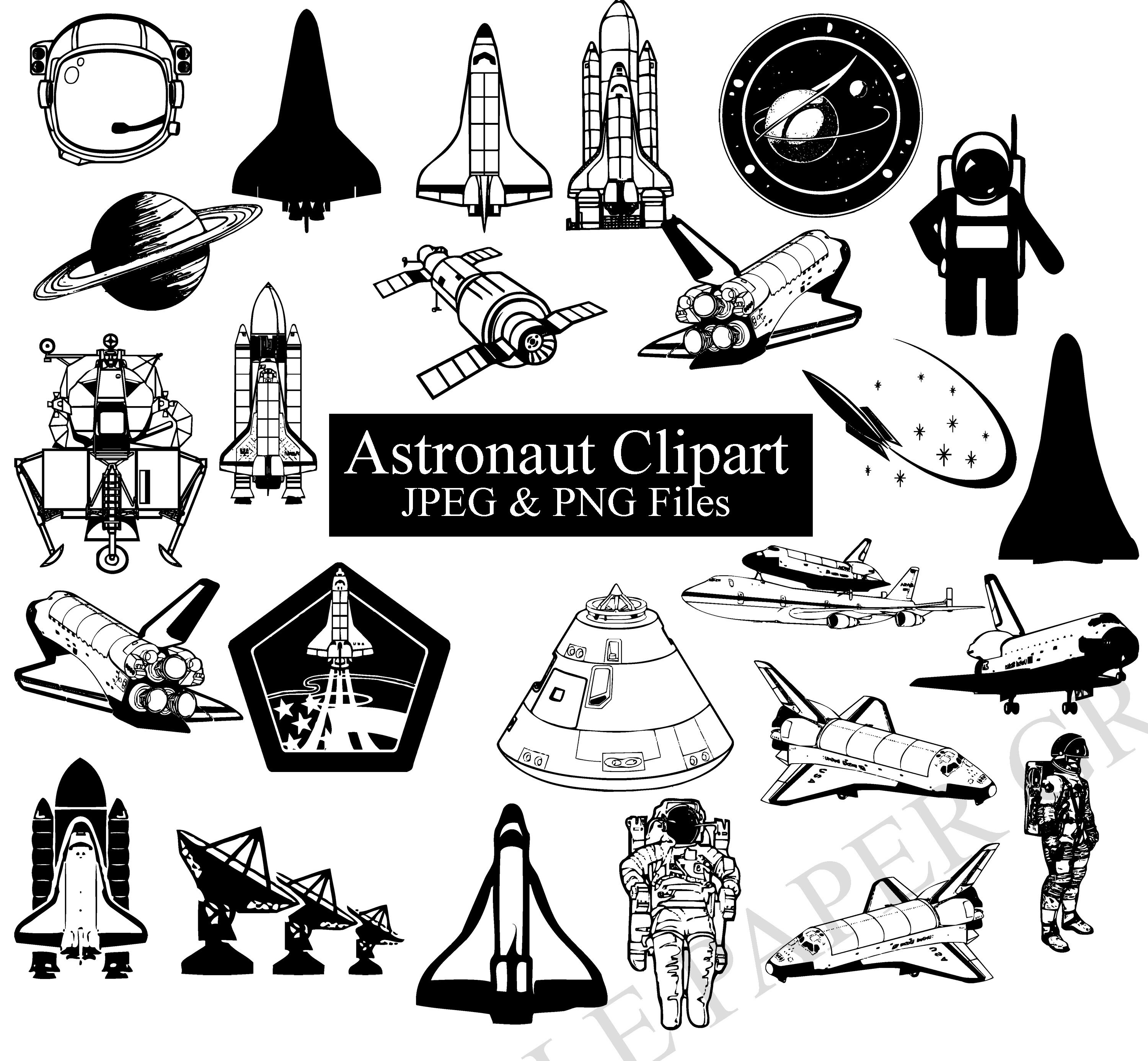 Astronaut Clipart Black And White