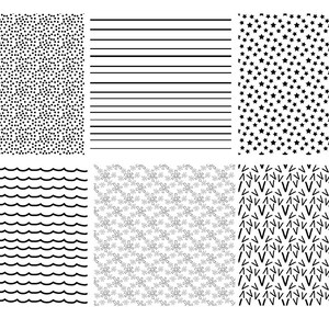 Black and White Digital Scrapbook Paper Set, Seamless Patterns, Digital ...