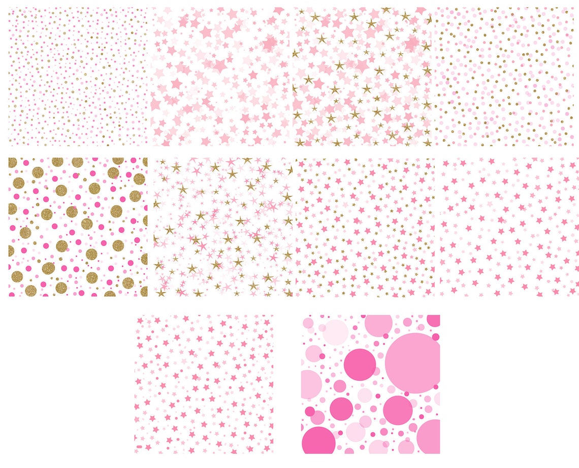 Pink and Gold Glitter Confetti Digital Paper Pink and Gold - Etsy
