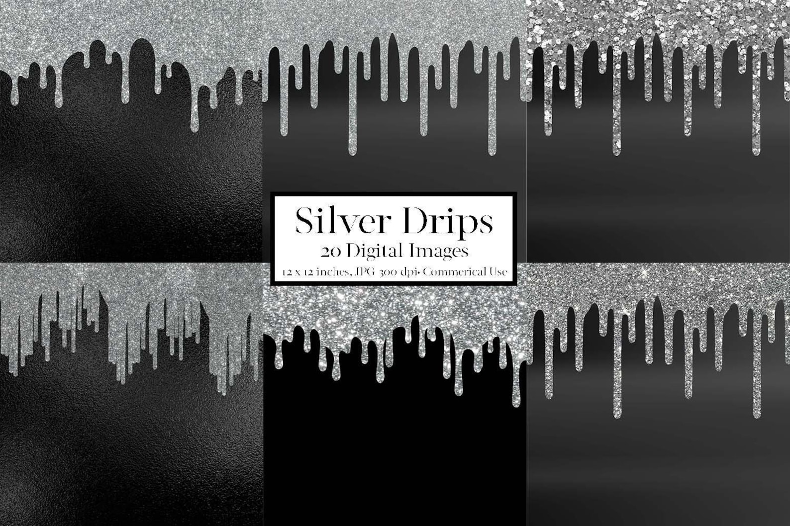 Silver Dripping Clipart Silver Glitter Foil and Sparkle - Etsy