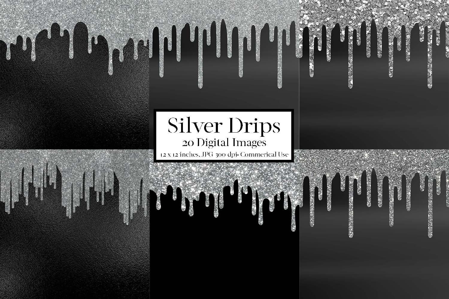 Silver Dripping Clipart Silver Glitter Foil and Sparkle - Etsy