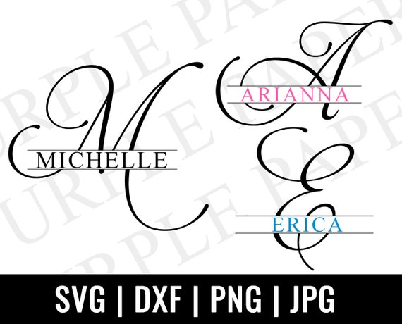 Split Monogram Svgdxfpngjpeg Split Script Monogram Frame - Etsy
