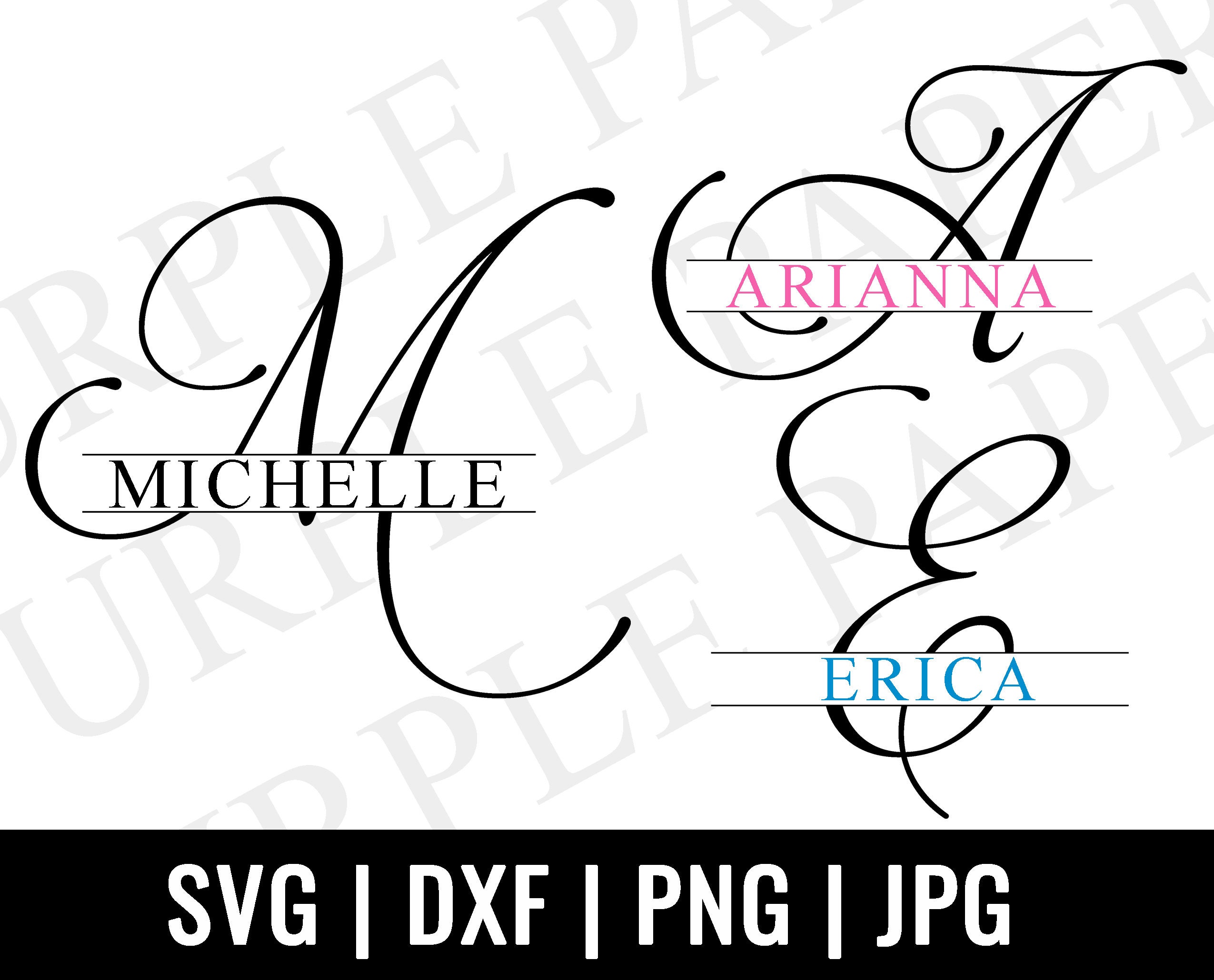 Split Monogram Svgdxfpngjpeg Split Script Monogram Frame - Etsy