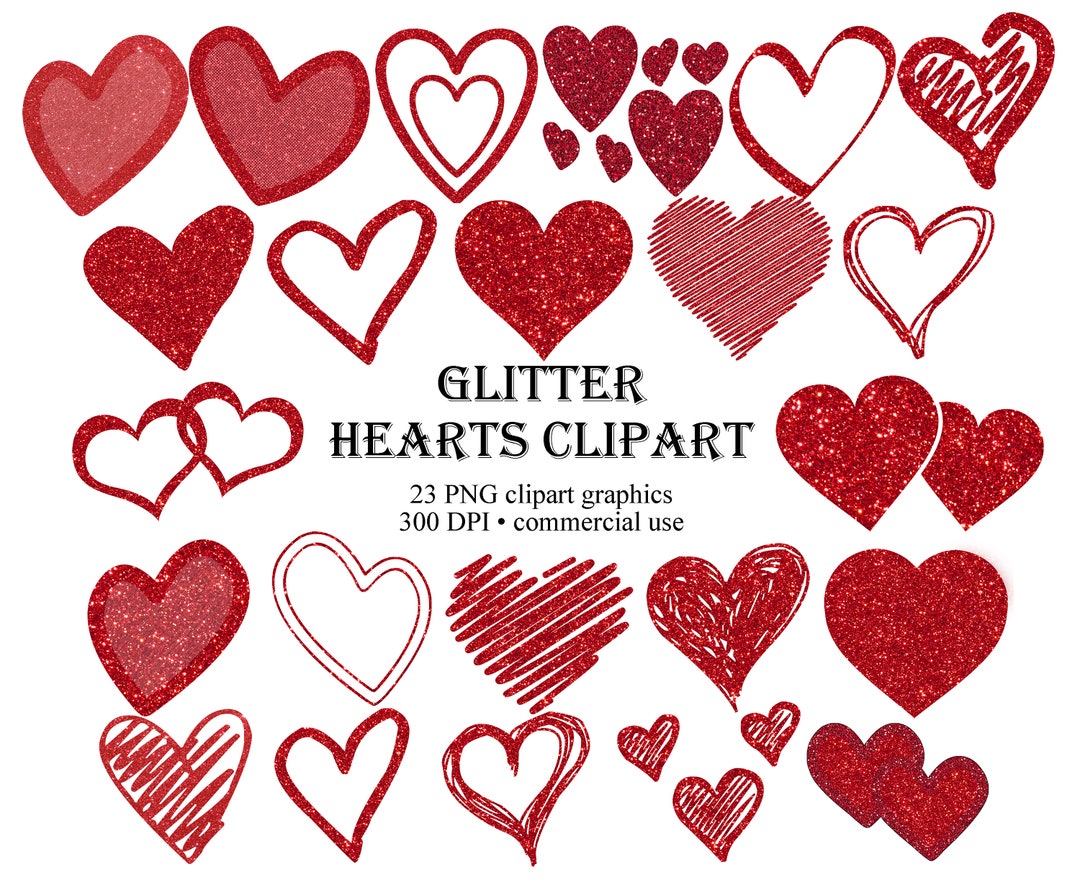 Red Glitter Hearts Clipart, Hearts Clip Art Design Elements, Glitter ...