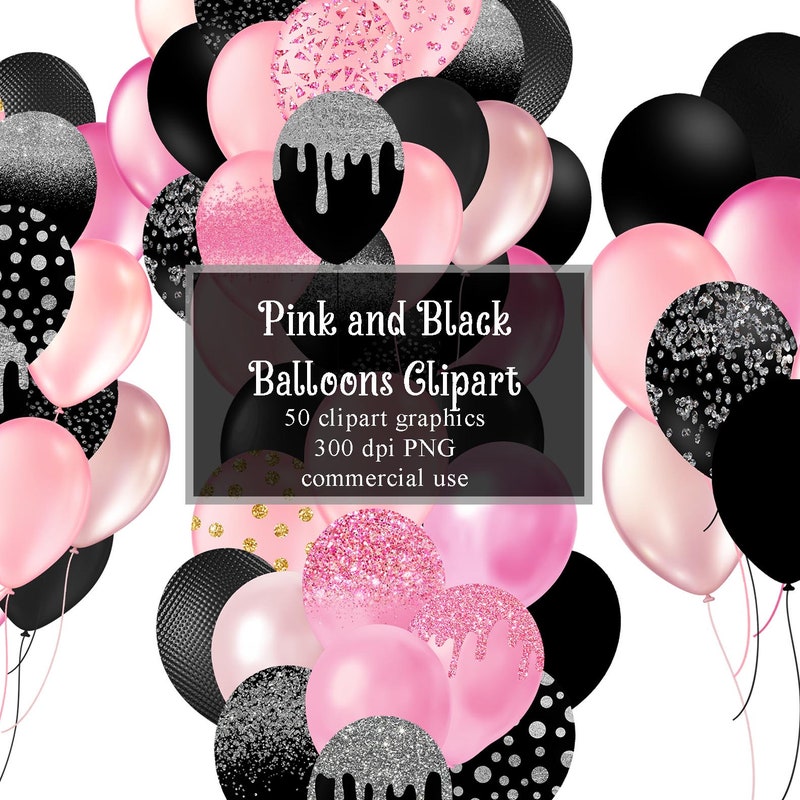 Pink and Black Balloons - Etsy