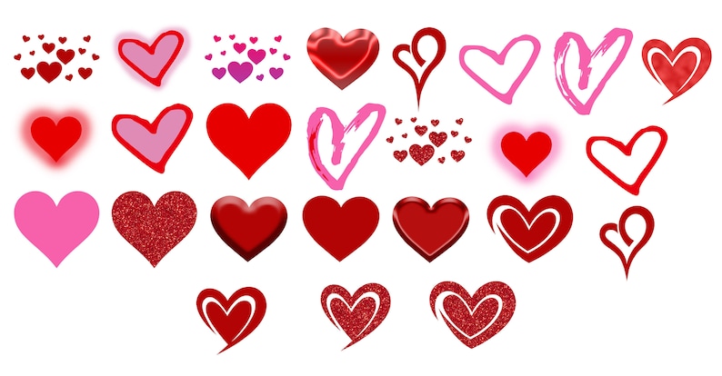 Hearts Clipart and Digital Paper Bundle, Backgrounds and Overlays for ...