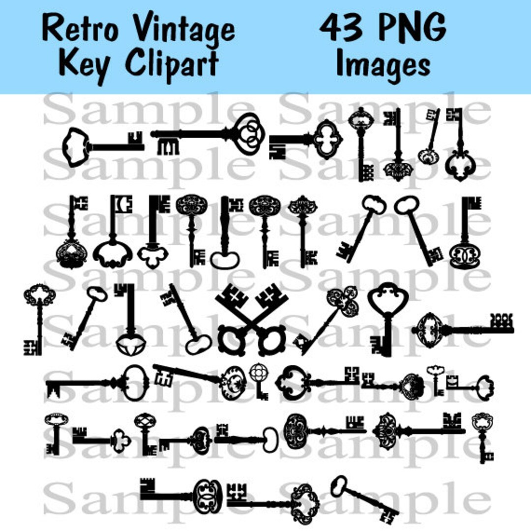 Retro Vintage Keys Clipart , INSTANT DOWNLOAD, Antique Keys Clip Art ...