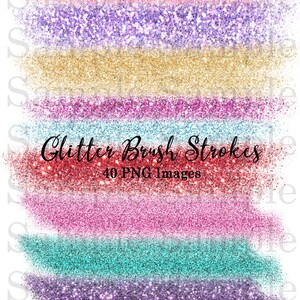 Glitter Brush Strokes Clip Art #1 Hand Painted Pink Blue Silver Gold ...