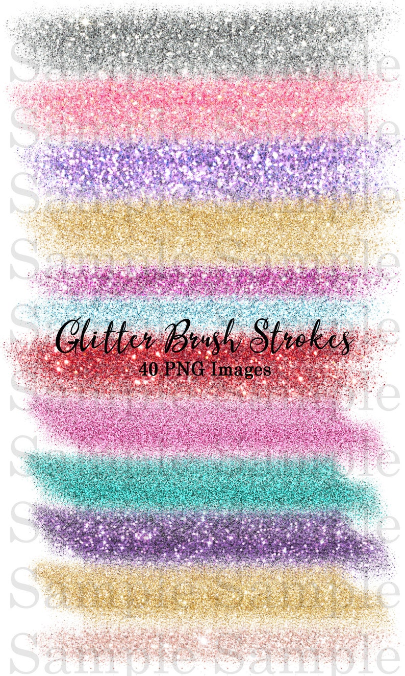 Glitter Brush Strokes Clip Art 1 Hand Painted Pink Blue - Etsy