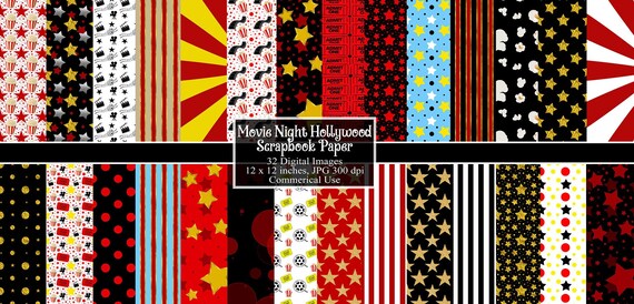 Hollywood Movie Night Seamless Digital Paper Scrapbook Paper | Etsy
