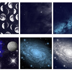 Galaxy Moon Digital Paper, Outer Space Galaxy Stars Digital INSTANT ...
