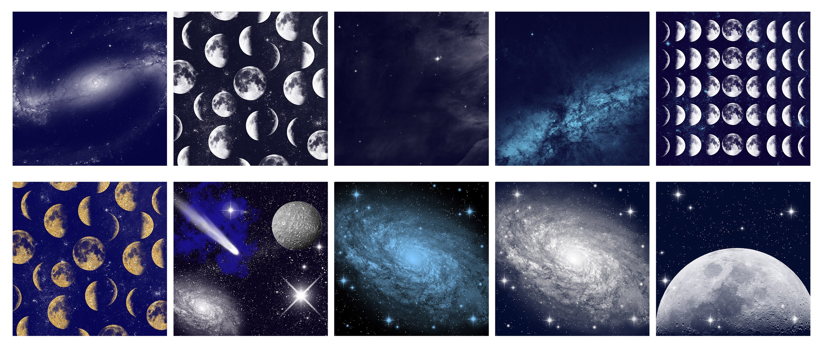 Galaxy Moon Digital Paper Outer Space Galaxy Stars Digital | Etsy