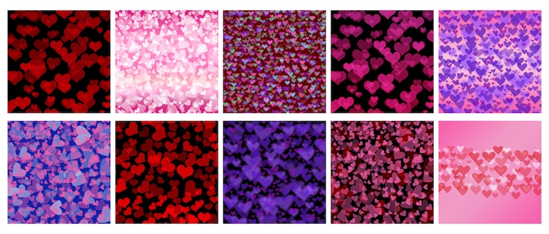 Valentine's Day Hearts Digital Paper Digital Backgrounds - Etsy