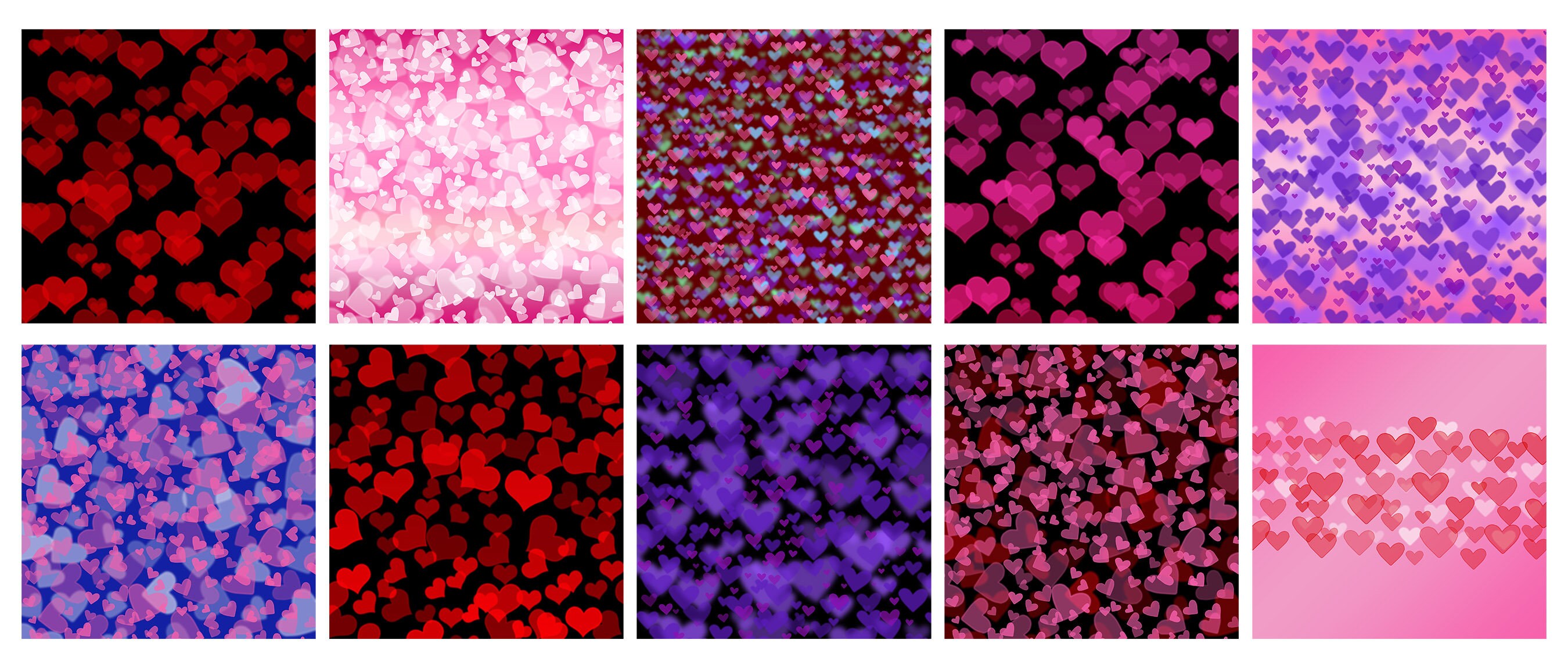 Valentine's Day Hearts Digital Paper, Digital Backgrounds for Scrapbook ...