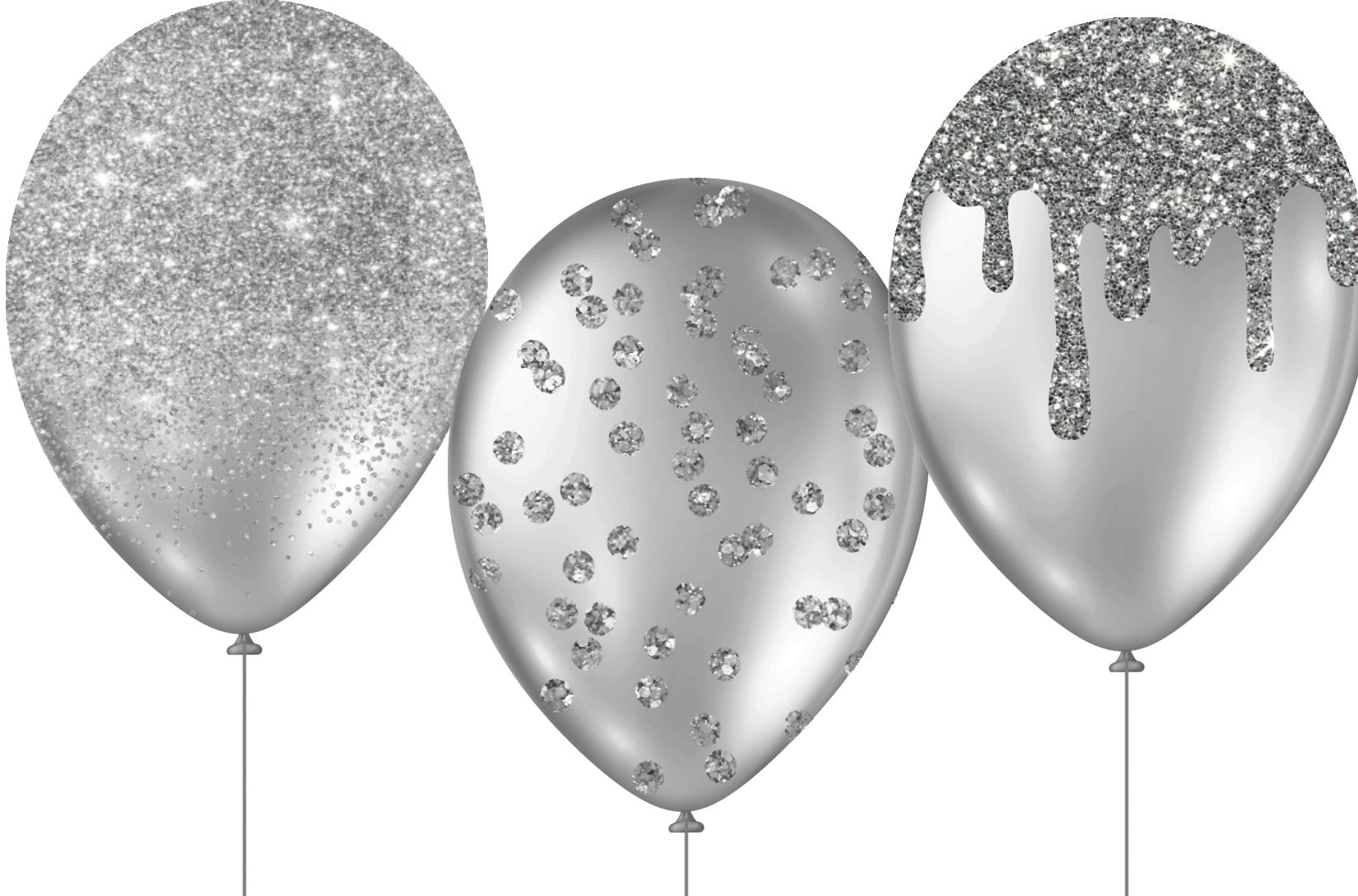 Purple and Silver Balloons Clipart Glitter Balloon PNG - Etsy
