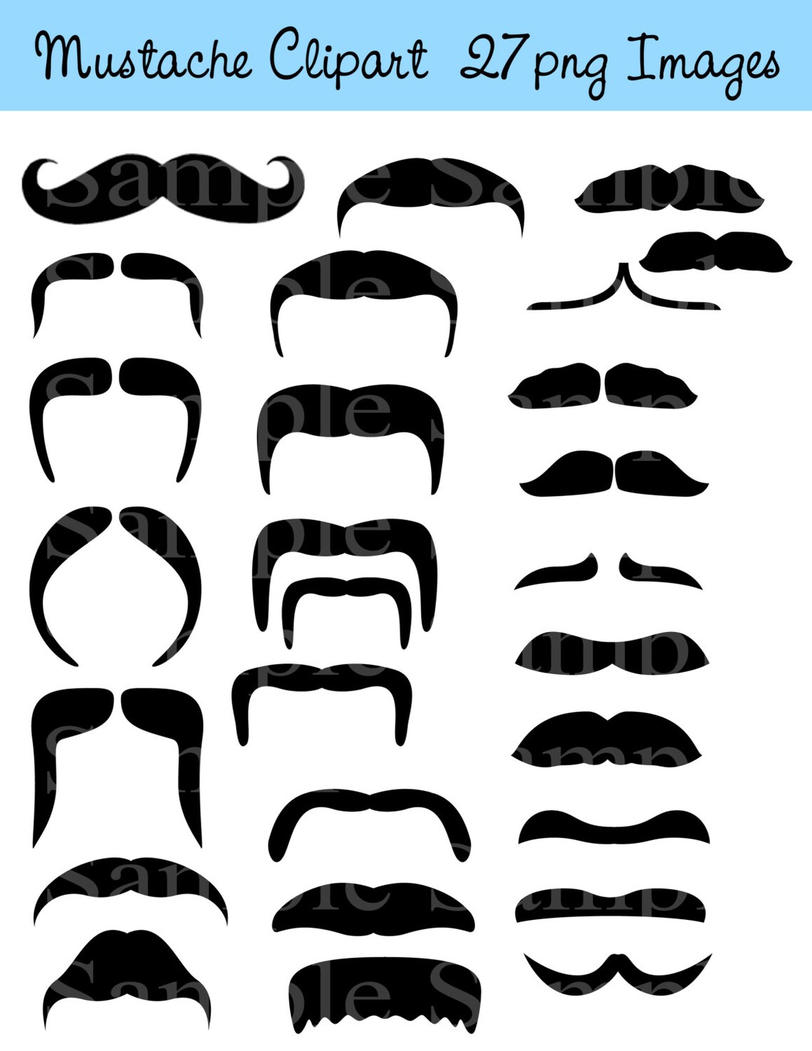 Mustaches Clip Art Set INSTANT DOWNLOAD Digital Elements for - Etsy