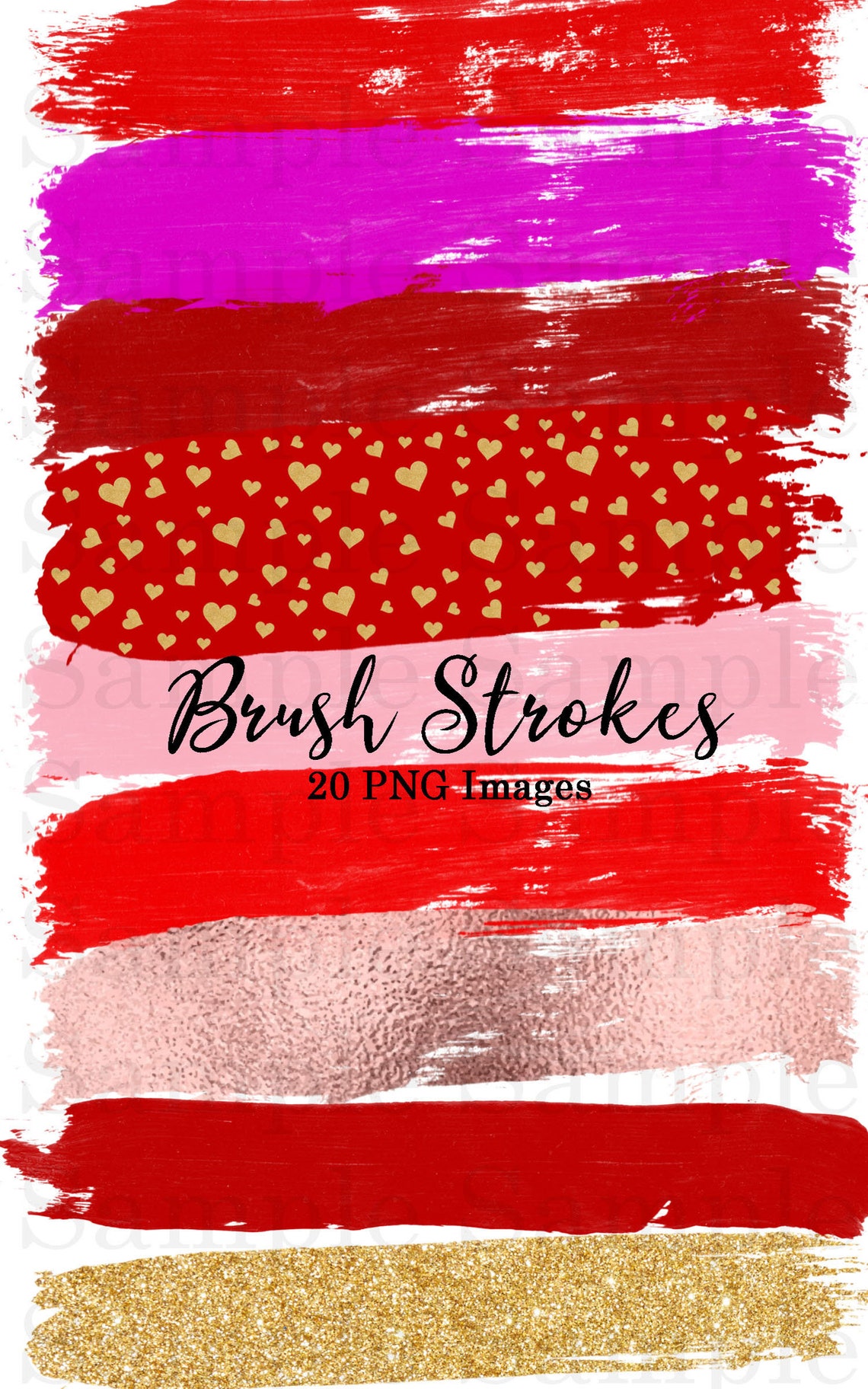 Valentine's Day Red Love Brush Strokes Clip Art 33 Hand | Etsy