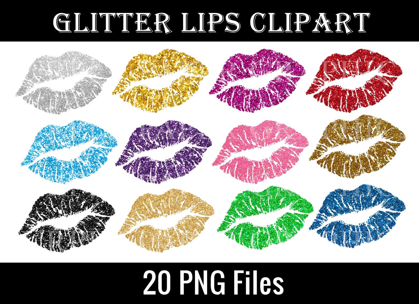 Glitter Lips Clipart Lips PNG Clip Art Lips Silhouette Lips - Etsy
