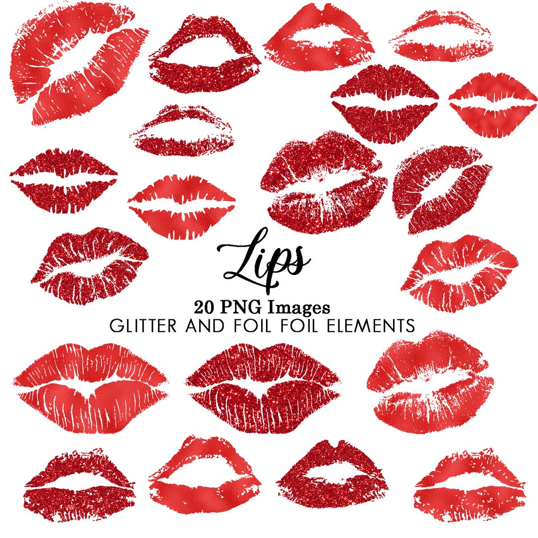 Red Kisses, Glitter, Foil, Lips Clipart #6, Custom Invitations Clip Art ...