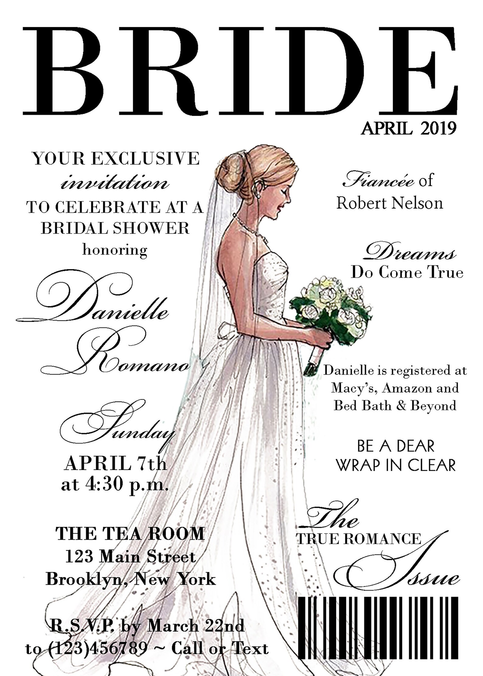 Modern Bride Magazine Inspired Bridal Shower Invitation #5 | Printed ...