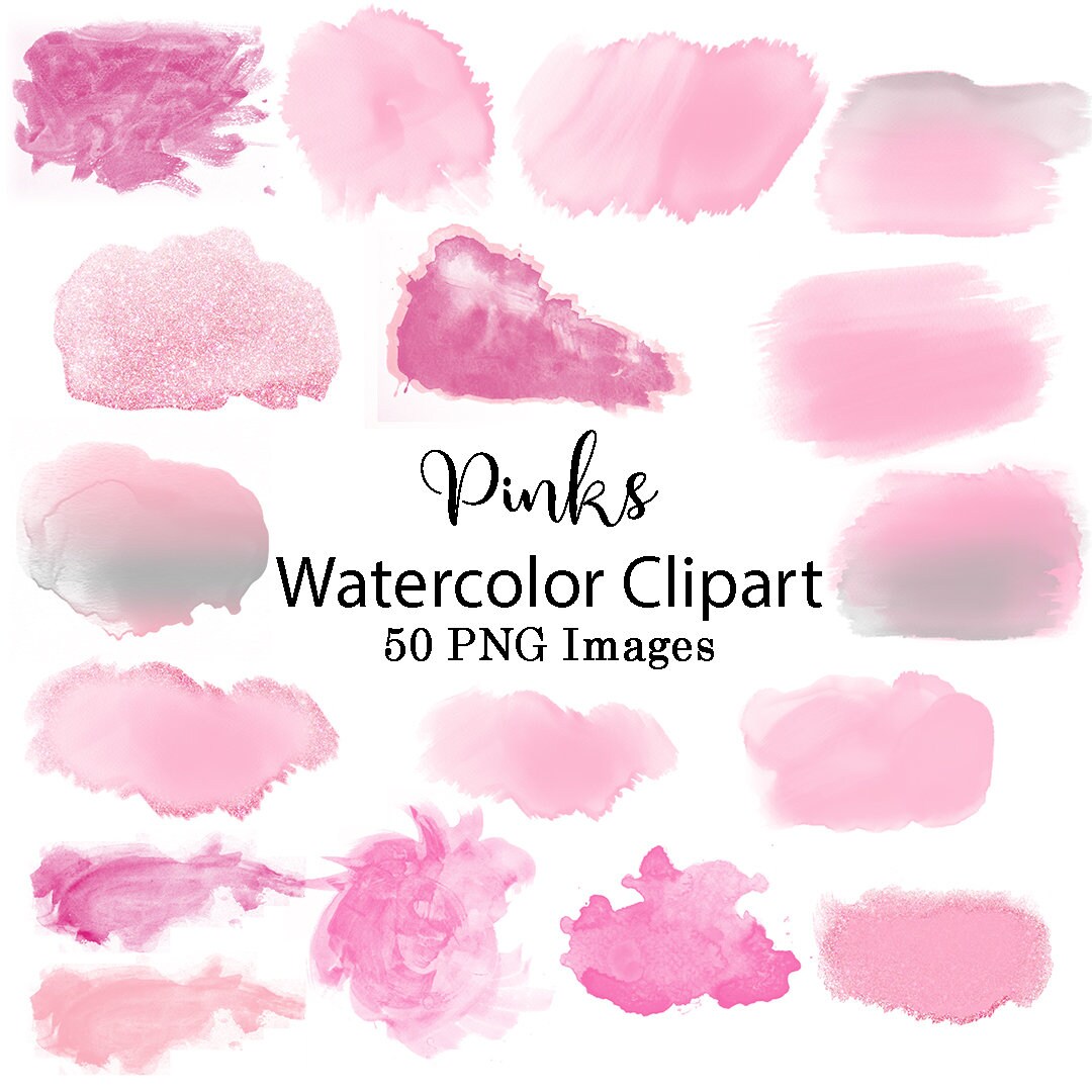 Watercolor Clipart #18, Pink Watercolor Brush Clip Art, Splashes, Blobs ...