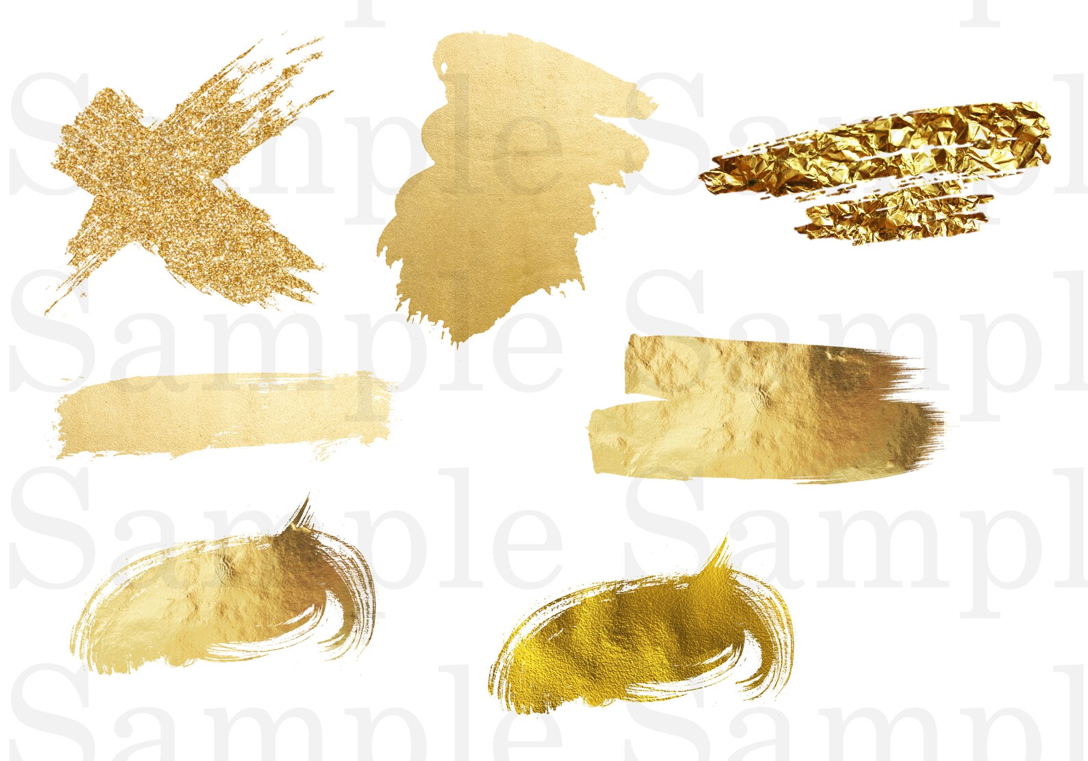 Gold Foil and Glitter Brush Strokes Clip Art Hand Painted - Etsy